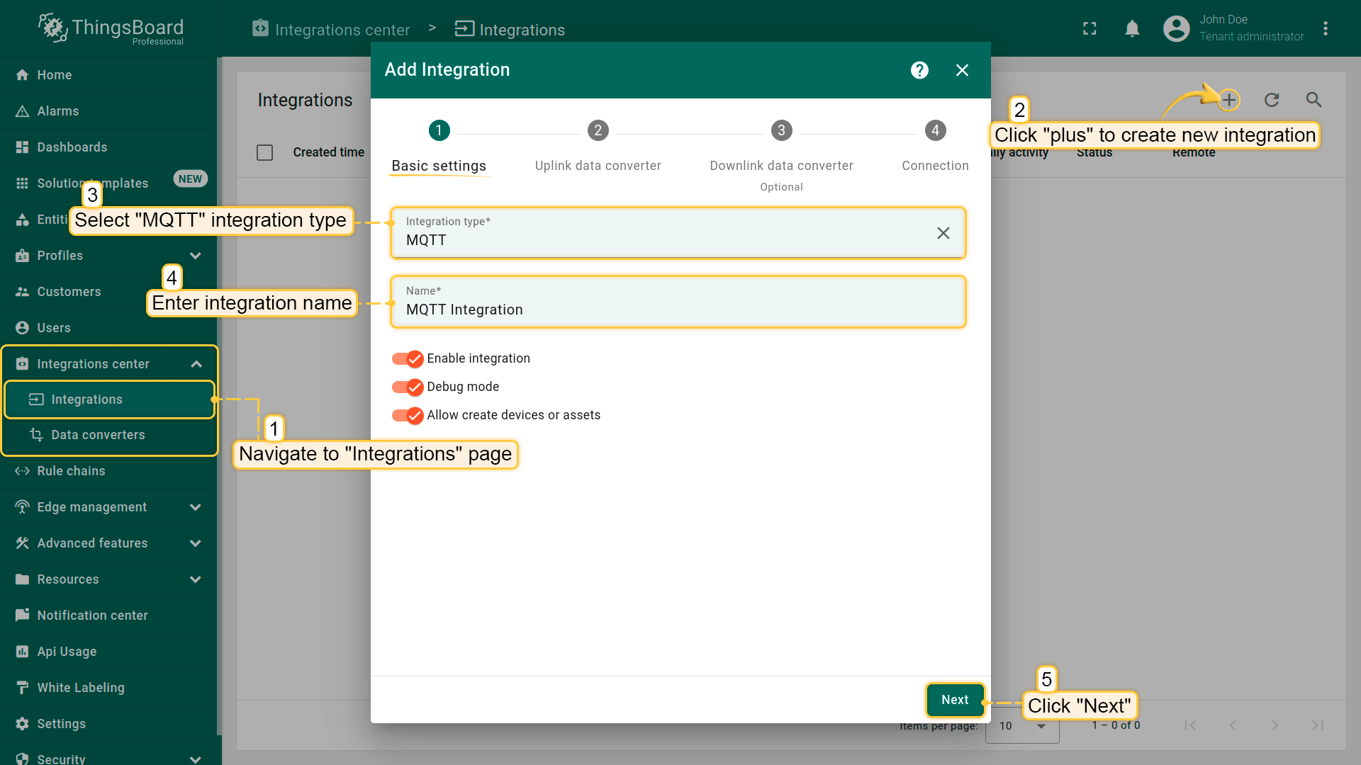 Integration with ThingsBoard | MQTT Broker