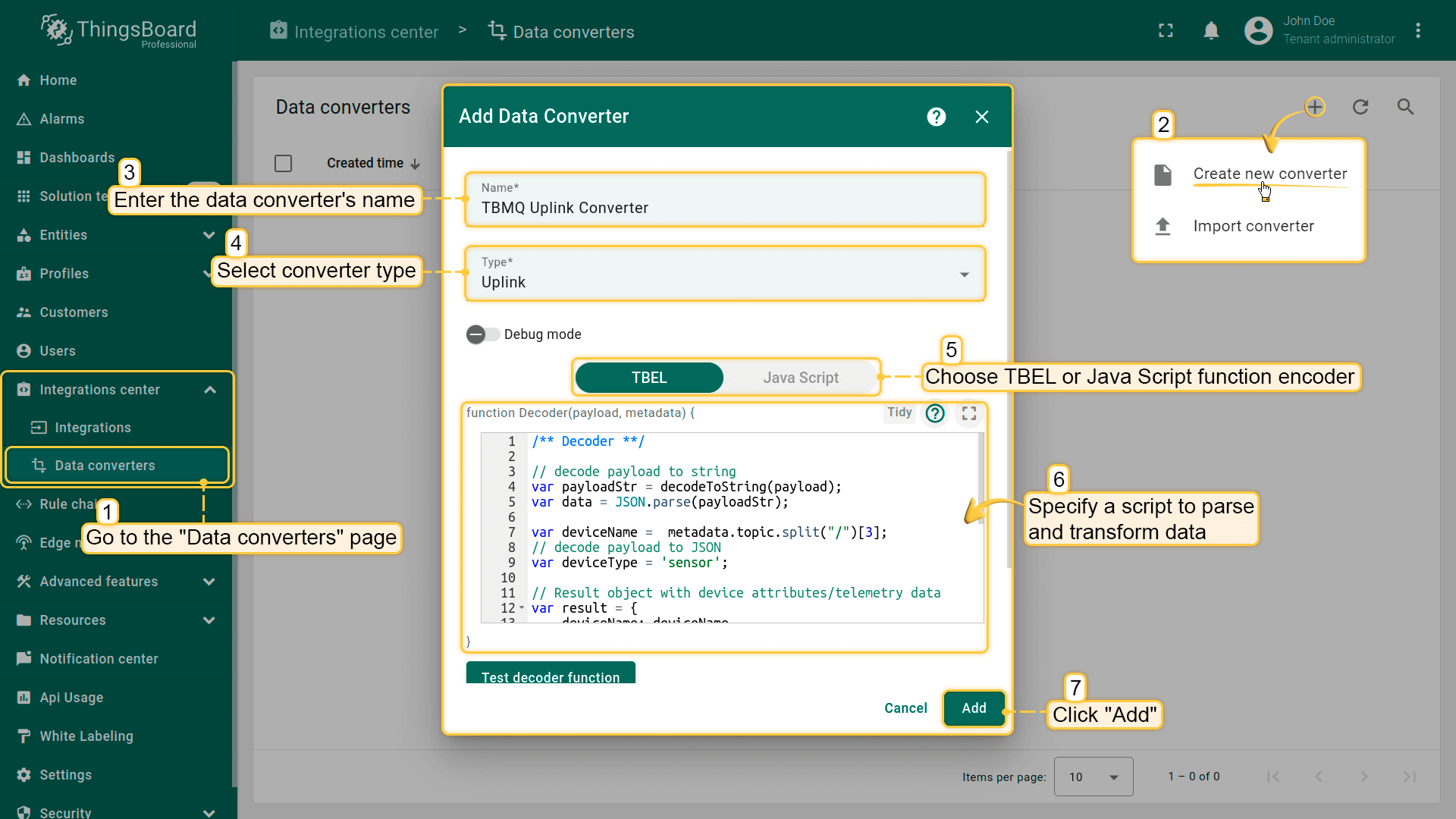 Integration with ThingsBoard | MQTT Broker